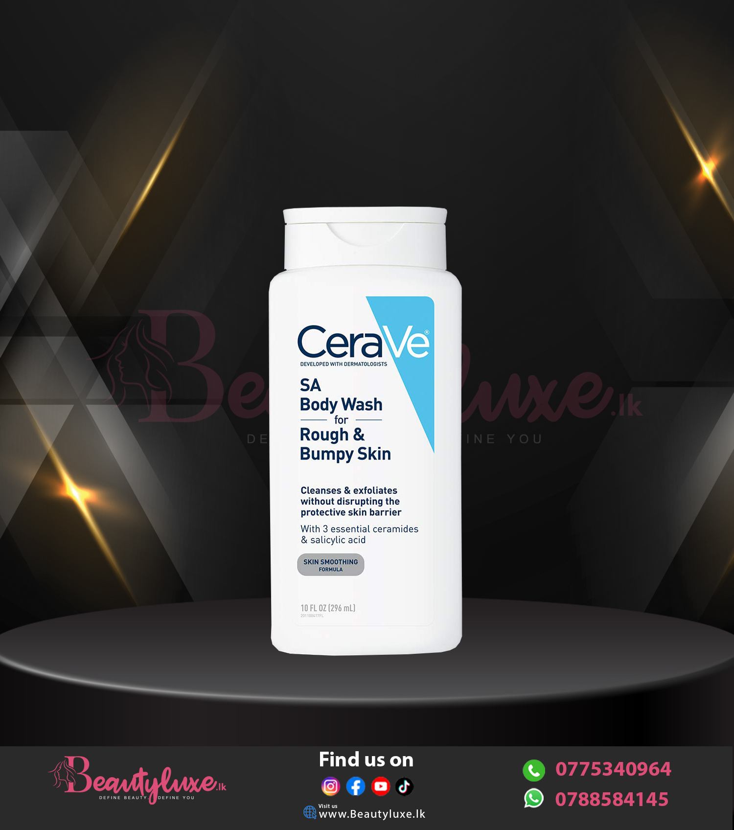 CeraVe SA Body Wash For Rough & Bumpy Skin 296ml - Beauty Luxe